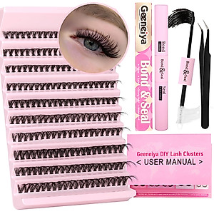 DIY Lash Extension Kit Individual Eyelash Extension Kit D Curl Cluster Lashes Individual Eyelashes with Waterproof Lash Bond and Seal Glue, Professional Eyelash Tweezers DIY at Home, Lash Kit for Beginners (40P-D-8-18MM)