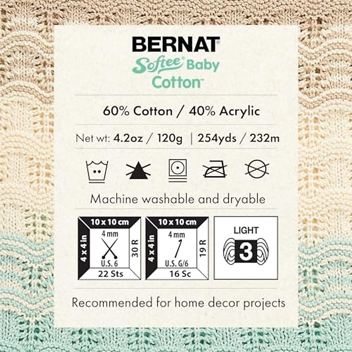 Bernat Softee Baby Cotton YARN, Petal