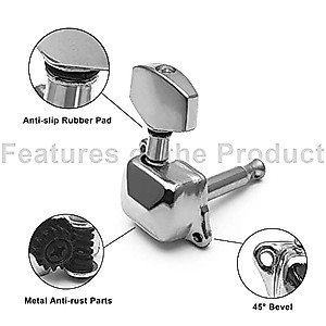 SAPHUE 3+3 Semi-closed Guitar Tuners String Tuning Pegs Keys Machine Heads Set for for Acoustic or Electric Guitar (Chrome)