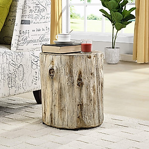FirsTime & Co.® Bleached Arbor Log Table, American Crafted, Bleached Beige, 15 x 14 x 17 ,
