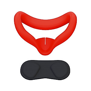 CNBEYOUNG VR Face Cover and Lens Cover Compatible with Quest 2, Sweatproof Silicone Face Pad Mask & Face Cushion for Quest 2 VR Headset, Washable Lightproof Anti-Leakage (Black)