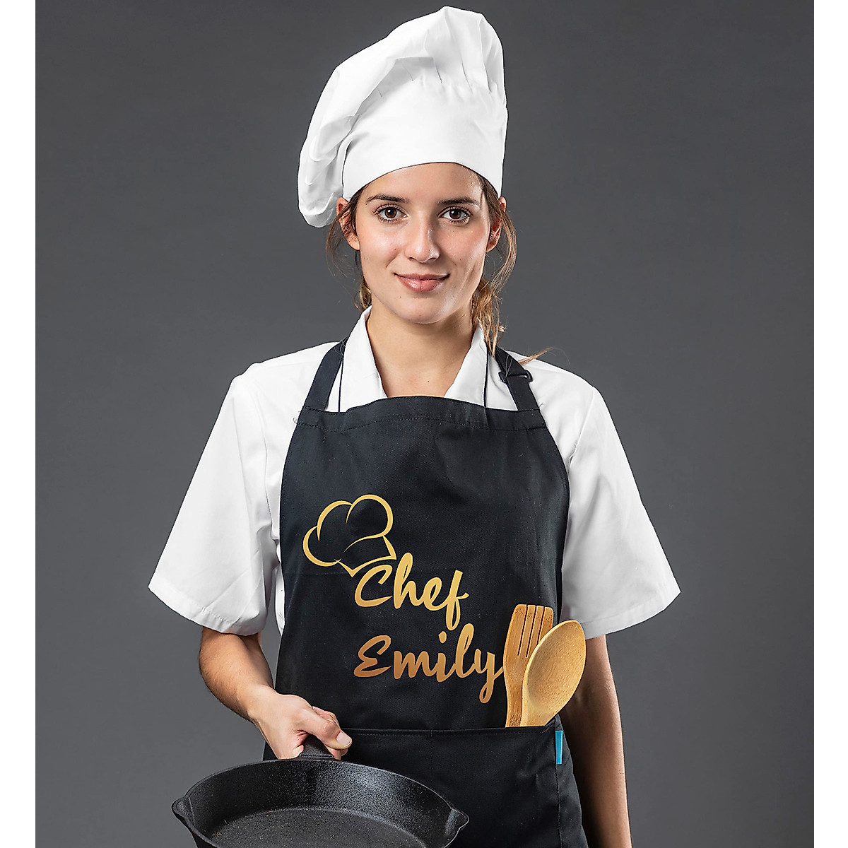 Personalized Chef Apron, Apron for Women or Men with Pockets, Cooking Aprons for Women, Chef Apron for Men, Custom Kitchen Apron Customized Woman Man Aprons, Personalized Gift for Dad or Mom