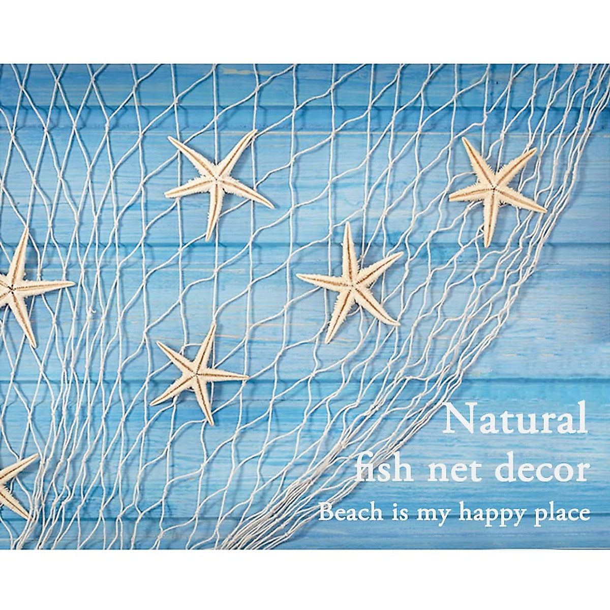 TEMUCY Natural Fish Net Decorative, Beach Themed Fish Net Decorations for Pirate, Mermaid, Beach Party Home Bedroom Décor