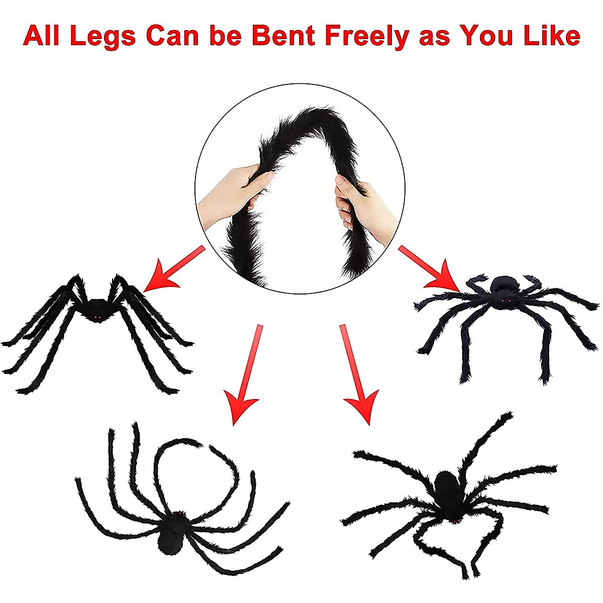 Chermory 8.2FT/98IN/250CM Halloween Giant Spider Decorations, Large Fake Scary Hairy Spider,Halloween Huge Plush Toy Spider Props Toy for Indoor Outdoor Creepy Lawn Garden Decor Black