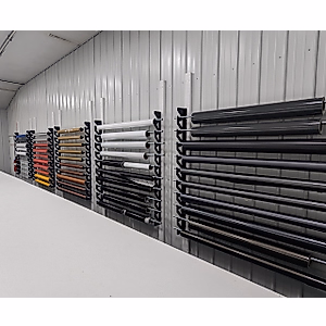 Generic 7 Roll Wall Mount Storage System Rack Kit for Car Vinyl & Tint - Large Sign & Banner Material Holder, Fabric Spool Convenient Craft Stand (With 68"" Poles, Blue Powder Coating), 21-1-07BL-68