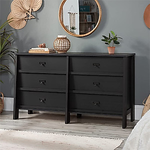 Sauder Trestle Engineered Wood 6 Drawer Dresser in Raven Oak