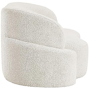 Meridian Furniture 108Cream-L Principessa Collection Modern | Contemporary Loveseat with Rich Cream Boucle Fabric, Curved Seat and Back, 68" W x 35" D x 29" H, Cream