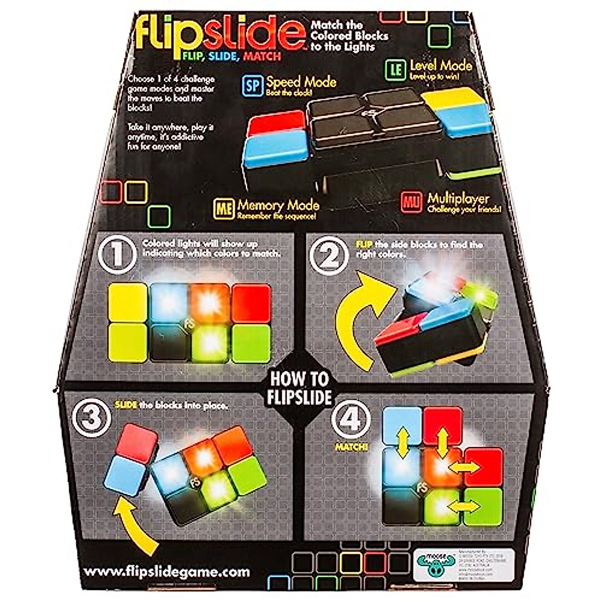 Flipslide Game - Electronic Handheld Game | Addictive Multiplayer Puzzle Game of Skill | Flip, Slide & Match Colors to Beat the Clock | 4 Thrilling Game Modes | Ages 8+ | Includes Batteries