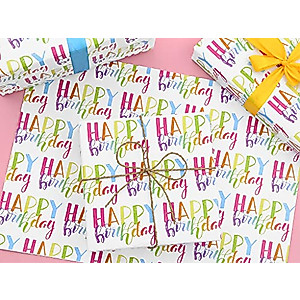 Happy Birthday Wrapping Paper For Kids Girls Boys Women Men, Gradient Rainbow Color Birthday Gift Wrap Paper, Wrapping Paper Birthday 6 Sheets Folded Flat 20x28 inches per sheet