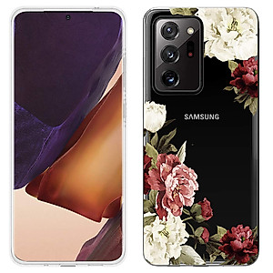 Ueokeird Phone Case for Galaxy Note 20 Ultra/Note 20 Ultra 5G Case Girls, Slim Shockproof Clear Floral Pattern Soft Flexible TPU Protective Cover for Samsung Galaxy Note 20 Ultra (Blossom Flower)
