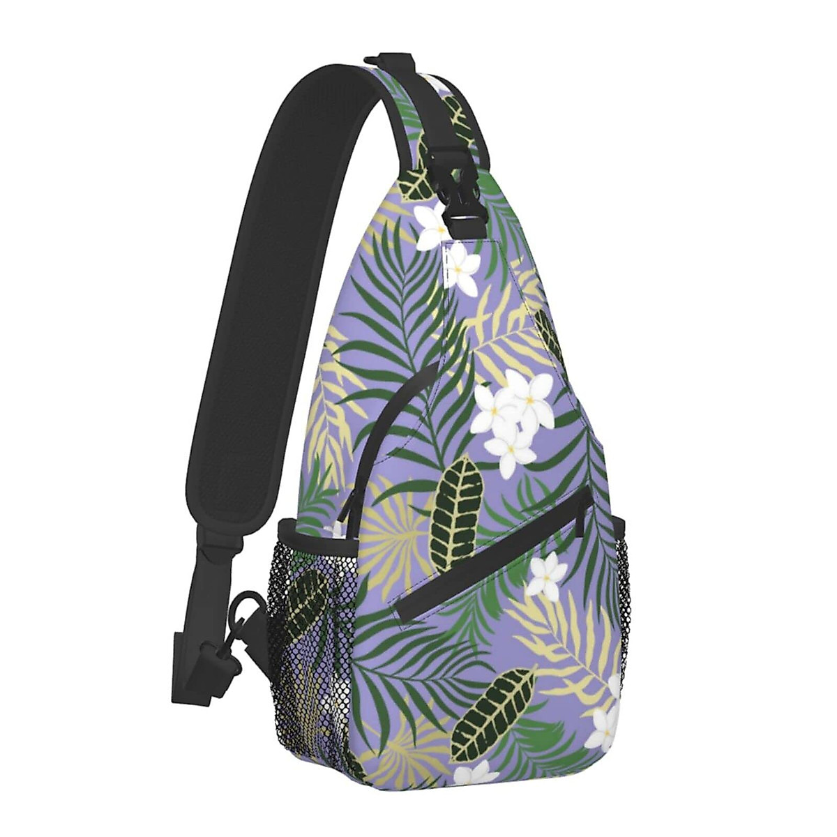 ASYG Hawaiian Tropical Flower Sling Bag Travel Hiking Casual Daypack Crossbody Shoulder Backpack Unisex Chest Bag