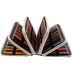 Shulaner 250 Slots Colored Pencil Case with Zipper Closure Large Capacity Retro Style Element Pattern Pencils Bag Waterproof 840D PVC Fabric Pen Organizer Storage Holder for Artist