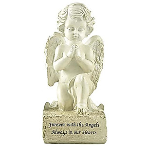BonzaPicks Guardian Garden Praying Angel Statue, Home Outdoors Memorial Resin White Cherubs Figurines, Angel Baby Sculpture for Yard Decrations-6.5inch