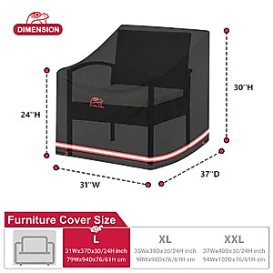 Turtle Life Patio Chair Cover, Heavy Duty Durable Waterproof Outdoor Lawn Armchair Deep Single Sofa Cover, Anti-Fading Cover for Chair, Black, 31" Wx 37" D x 30" H