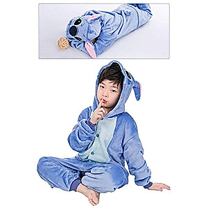 LeaveLive Kids Animal Onesies Halloween Cosplay Costume Pajamas(105#(47-51 inch), kidsblueY)