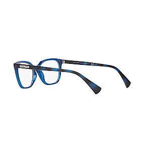 Ralph by Ralph Lauren Women's RA7110 Square Prescription Eyewear Frames, Shiny Transparent Blue/Demo Lens, 54 mm