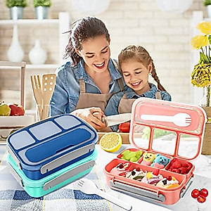 Lunch Box/ Containers for Adults/Kids/Toddler,1300ML-4 Compartment Bento Box,Microwave & Dishwasher & Freezer Safe, BPA Free (Pink)