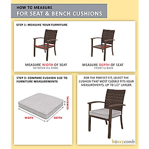 Honeycomb Indoor/Outdoor Textured Solid Scarlet Red Square Tufted Seat Cushion: Recycled Polyester Fill, Weather Resistant, Pack of 2 Patio Cushions: 17" W x 17" D x 4" T