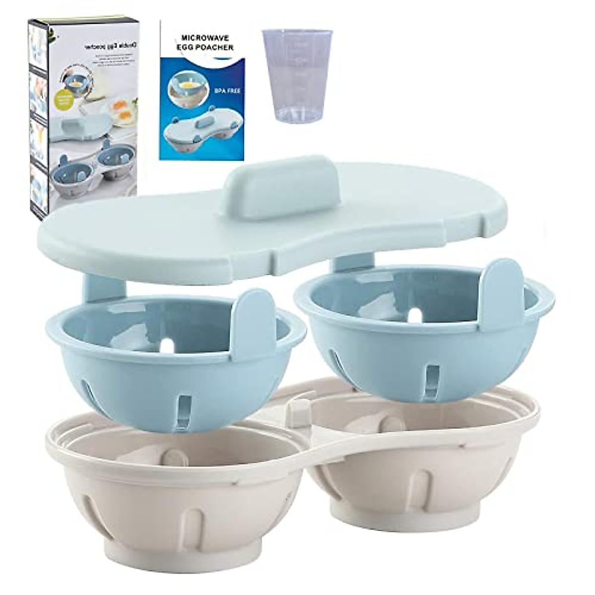 Microwave Egg Poacher Microwavable Egg Steamer Cookware,Home Kitchen Gadget Gifts BPA Free