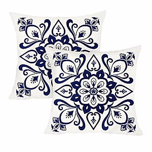 Thideape Yellow and Blue Throw Pillows 18x18 Set of 2 Bohemian Boho Throw Pillows Outdoor Pillows Bed Living Room Couch Sofa Pillows