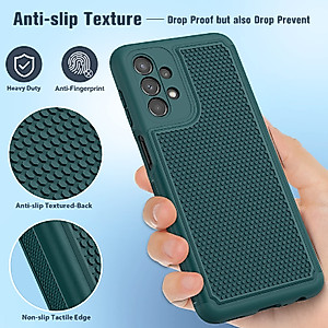 FNTCASE for Samsung Galaxy A23 5G Case: (Samsung Galaxy A23 4G LTE) Dual Layer Protective Heavy Duty Cell Phone Cover Shockproof Rugged with Non Slip Textured Back - Bumper - 6.6inch Dark Green