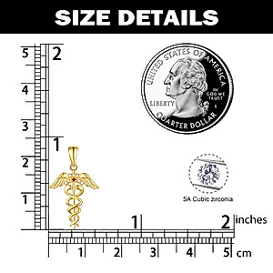 WSX Real 14k Yellow Gold Registered Nurse Necklace for Women RN Caduceus Pendant Medical Symbol Charm Fine Jewelry Gifts for Her