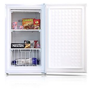 Midea WHS-109FW1 Upright Freezer, 3.0 Cubic Feet, White & WirthCo 40092 Drip Tray - Black - (22" X 22" X 1.5")