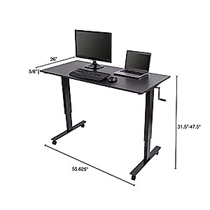 Stand Steady Tranzendesk 55 Inch Standing Desk | Height Adjustable Sit to Stand Workstation with Removable Crank Handle | Ergonomic Desk Great for Home & Office! (55.6"/ Black)