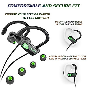 Edelin Bluetooth Headphones - Wireless Earbuds with Mic HD Stereo Noise Cancelling Waterproof IPX7 for Sport Running Gym - Earphones Compatible iPhone 8 X Samsung Galaxy S9 Android iOS - Headset