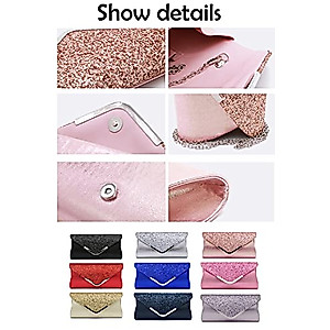 Shiny sequins wedding party clutch bag handbag purse shoulder bag woman (Navy blue)