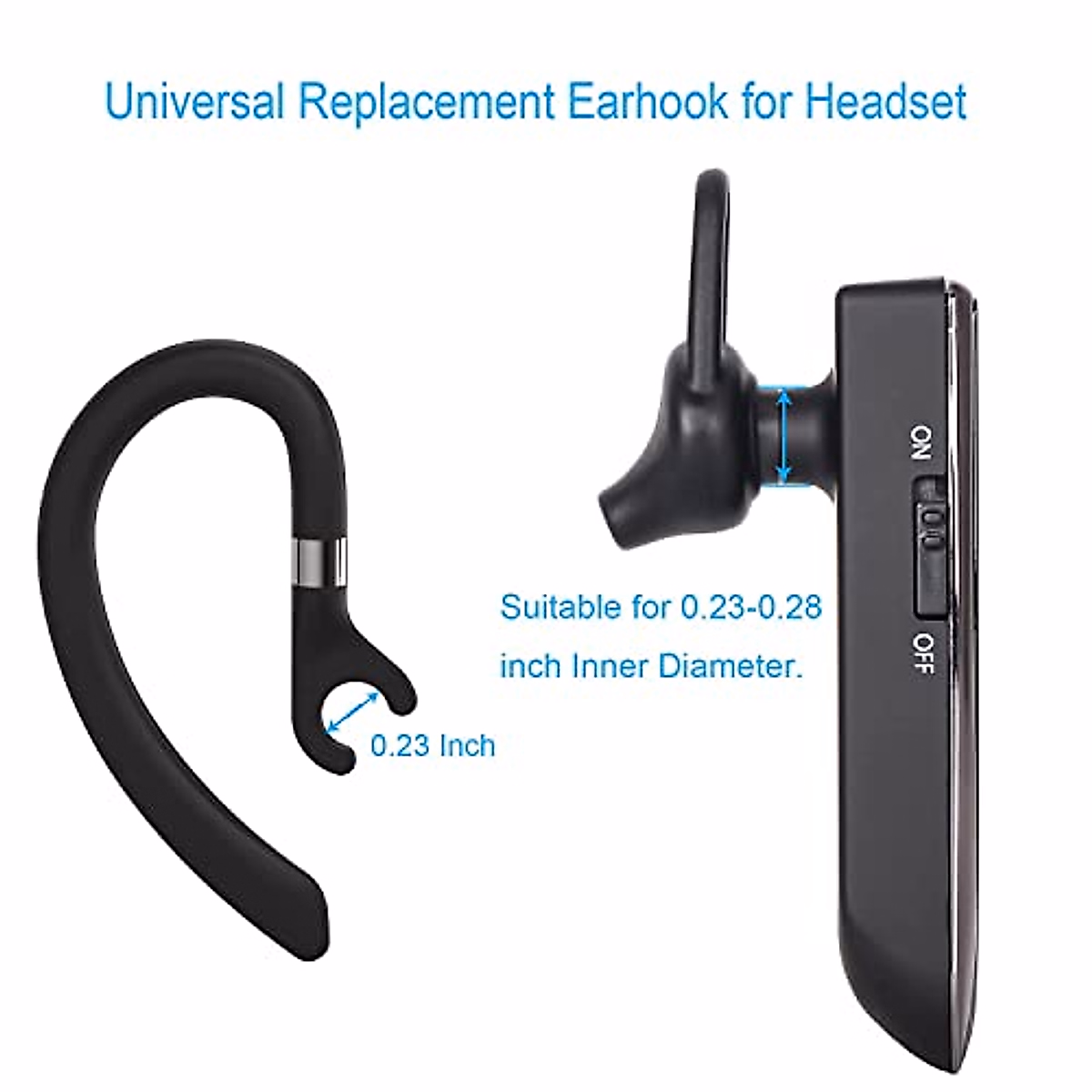 Replacement Ear Hooks for Earpiece, AMZLUV Solf Silicon Flexible Earpiece Clamp/Ear Loop Clips for Single-Ear Bluetooth Headset, Compatible with New Bee, Plantronics, and Other Brands-Set of 3 (Black)