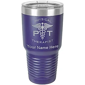 LaserGram 30oz Vacuum Insulated Tumbler Mug, PT Physical Therapist, Personalized Engraving Included (Dark Purple)