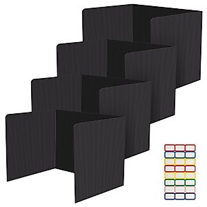 Ayuanb 4 PCS Desk Dividers, 17 x 14 x 13.5 Inch Plastic Classroom Privacy Shields for Student Desks with Name Labels, School Class Study Carrel Folder Boards Teacher Supplies (Black)