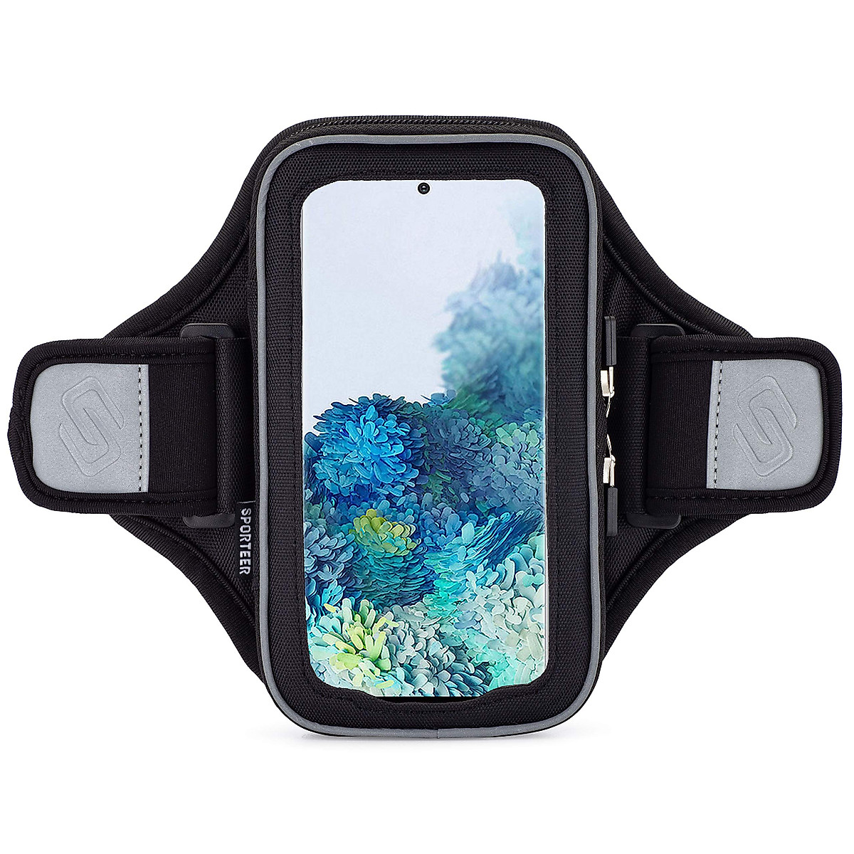 Sporteer Velocity V7 Running Armband - Compatible with iPhone 15, 15 Pro, 14, 14 Pro, 13, 13 Pro, iPhone12/12Pro, Galaxy S24, S23, S22 5G, Google Pixel, and Many More Mobile Phones - Fits Most Cases