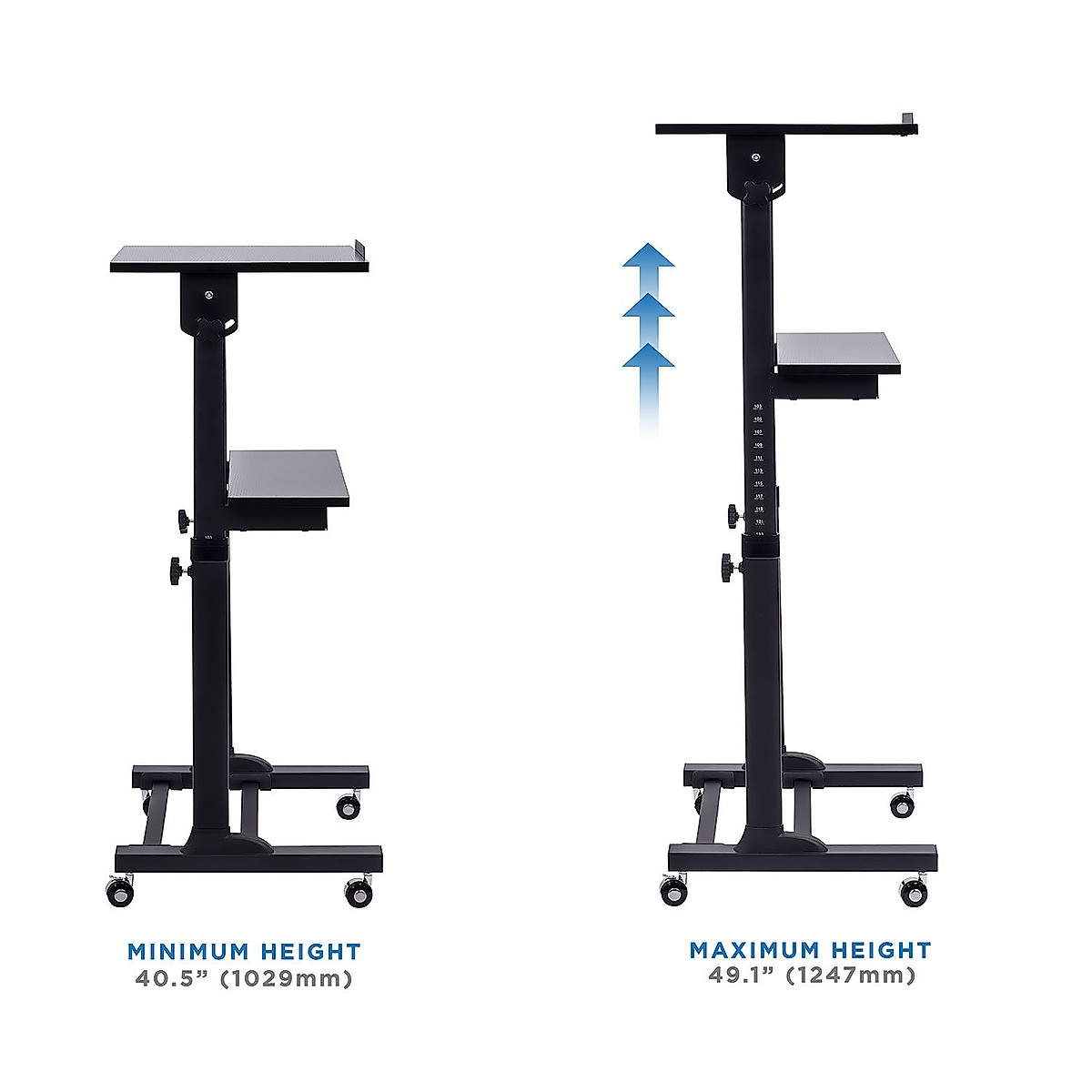 Mount-It! Mobile Stand Up Desk, Portable Podium and Presentation Lectern Height-Adjustable Multi-Purpose Standing Workstation,Black.