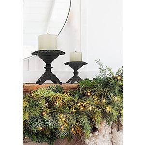 Vixdonos Rustic Pillar Candle Holders Set of 2 Farmhouse Iron Candlestick Holder Garden Decorative Candle Stand Fits for 2 Inches,3 Inches Pillar Candles