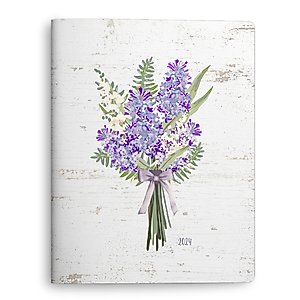 Southworth Planner (January 2024-December 2024), 8.5" x 11", Lovely Lavender Floral Bouquet, Premium 28#/105 gsm Paper, Large Flex Cover (91030)