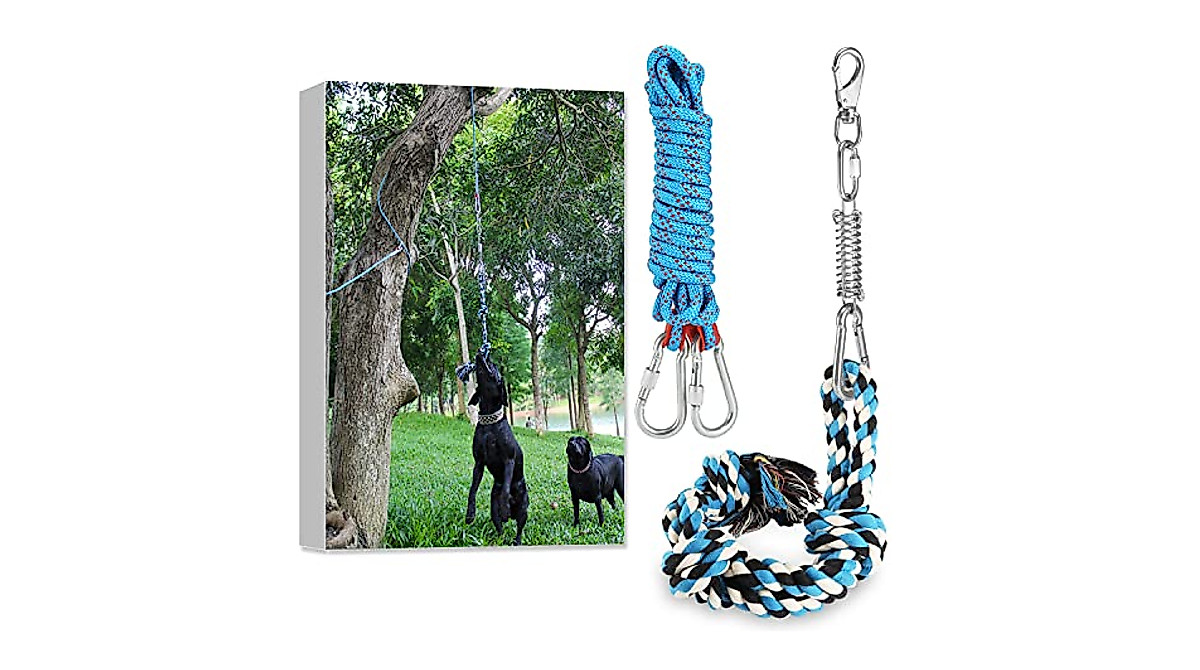 DIBBATU Spring Pole Dog Rope Toy - Heavy Duty Muscle Builder for Large Dogs