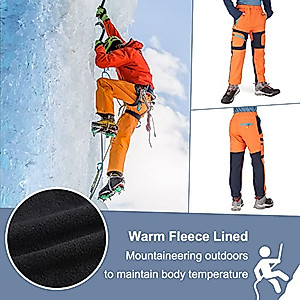 linlon Kids Boy's Snow Waterproof Pants Youth Fleece Lind Hiking Softshell Warm Insulated Trousers,Orange,9056-Orange-XXL