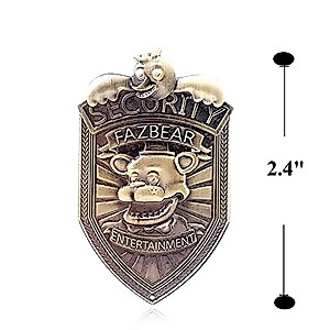 1Pcs Badge size 2.4”x1.4” | Freddy Fazbear Badge,Fazbear Security Badge, Fnaf Security Badge Metal Pin,Five Nights At Freddy Cosplay Uniform,Design Quality Brooch Cartoons Metal Horror Pin Gifts