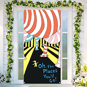 Oh The Places You'll Go Door Cover Graduation Travel Party Decor Front Door Porch Banner Photography Decoration