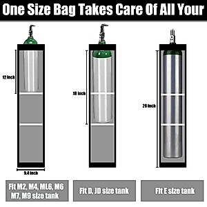 MUROCEA Oxygen Cylinder Bag for Wheelchair & Knee Scooter - O2 Tank Carrier Carry Pouch Holder for D and E Cylinders Bottle, 600D Oxford & Portable (26" L*9.4" W)