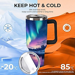 Northern Lights Tumbler with Handle Travel Mug Water Bottle Tea Coffee Cup Black-style