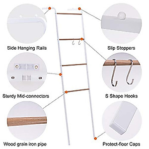 YOUDENOVA Blanket Ladder, 4-Layer Towel Ladder for Bathroom, Throw Blanket Ladder for Living Room, White