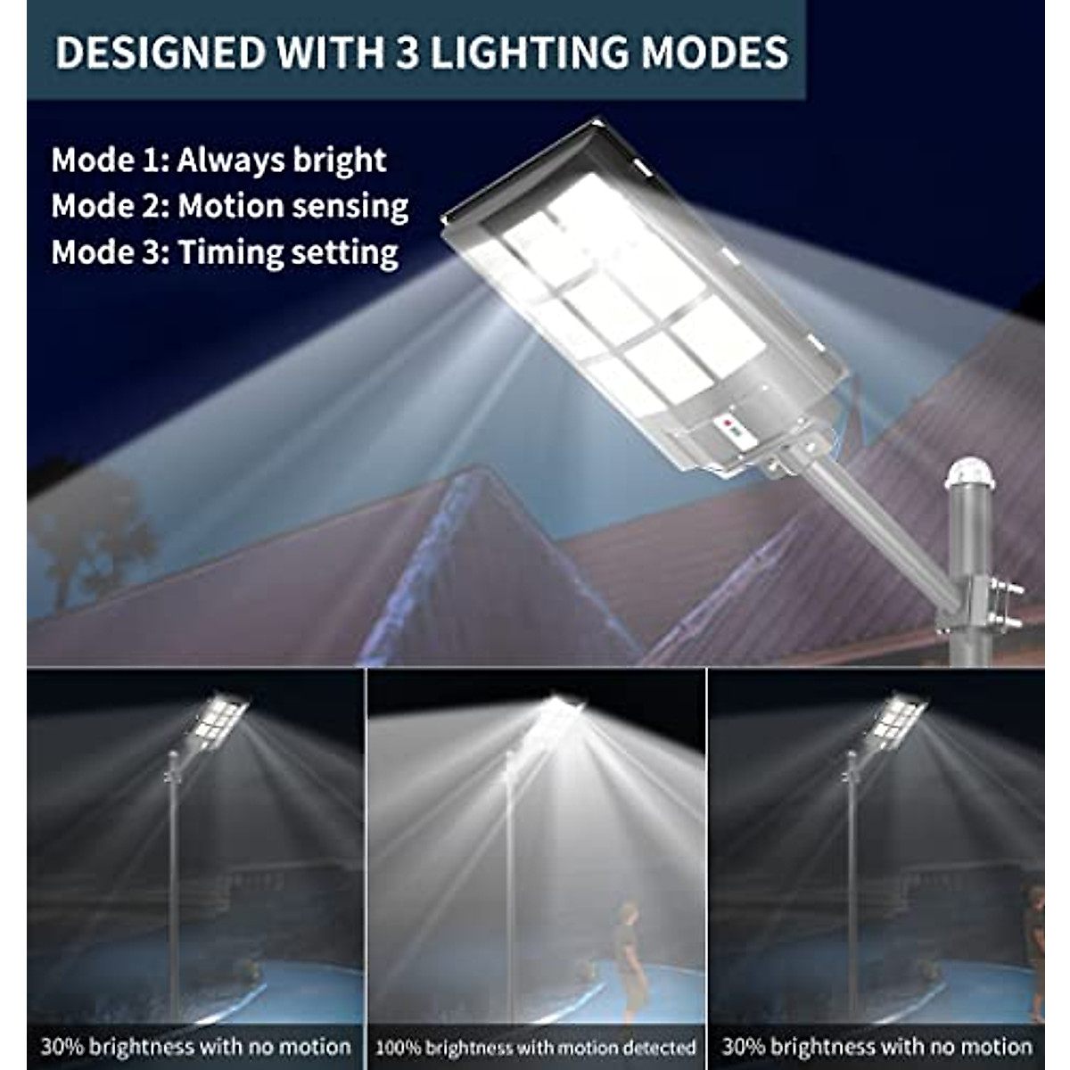 Gefolly 1000W Solar Street Lights Outdoor, 162000LM Commercial Parking Lot Light Dusk to Dawn, 6500K Solar Security Flood Lights with Motion Sensor for Basketball Court, Road, Yard-2 Pack