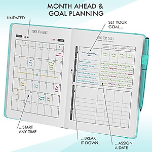Daily Planner & hourly planner - Use this day planner to schedule your to do list - Undated 2024 weekly planner, habit tracker & organizer - LUX Productivity Classic Undated Planner (Sky Blue)