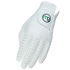 MG Golf Glove Mens Left (RH Golfer) DynaGrip All-Cabretta Leather (Medium-Large Cadet Size)