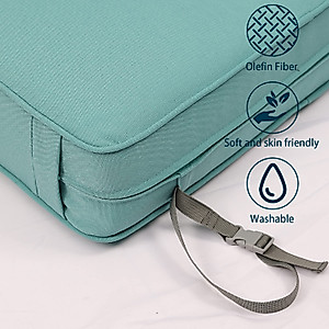 Aoodor 22'' x 24'' Outdoor Deep Seat Chair Cushion Set，Olefin Fabric Slipcover and Sponge Foam- Teal (Set of 2 Seats, 2 Backs, 2 Pillows