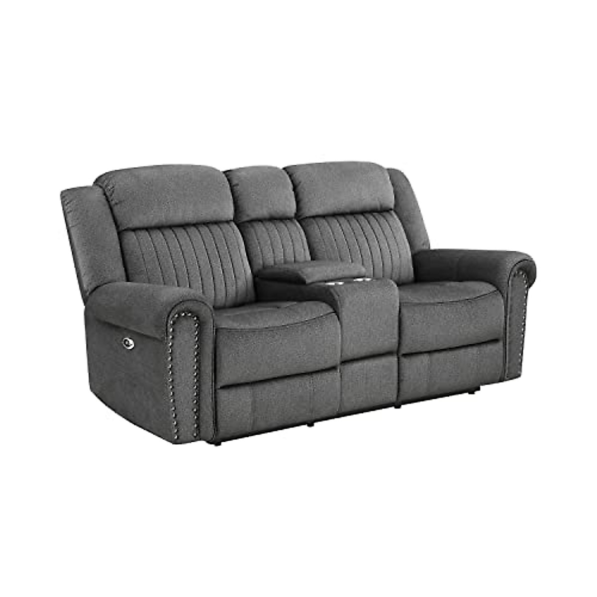 Lexicon Dakota Power Double Reclining Loveseat, Charcoal