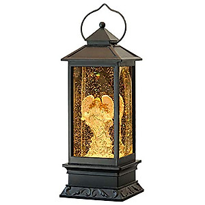 Wondise Lighted Angel Christmas Snow Globes Musical Lantern with Timer, USB Powered & Battery Operated Swirling Glitter Water Lantern (4 x 4 x 12 inch)